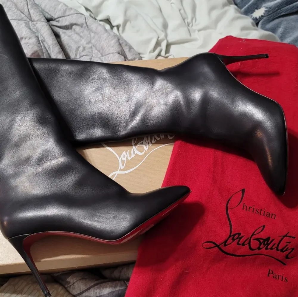 Christian Louboutin Eloise Botta Knee High Boots | Bl… - Gem